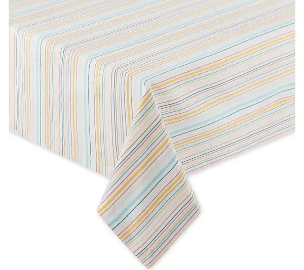 DESIGN IMPORTS Malibu Stripes Tablecloth 52 X 52