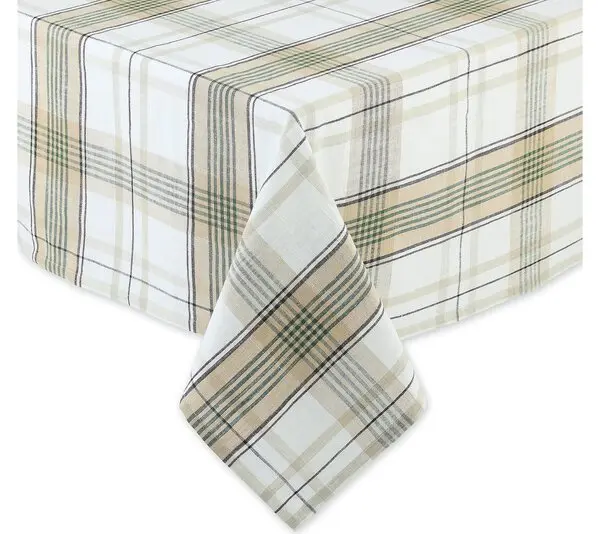 DESIGN IMPORTS Green House Plaid Tablecloth 52 X 52