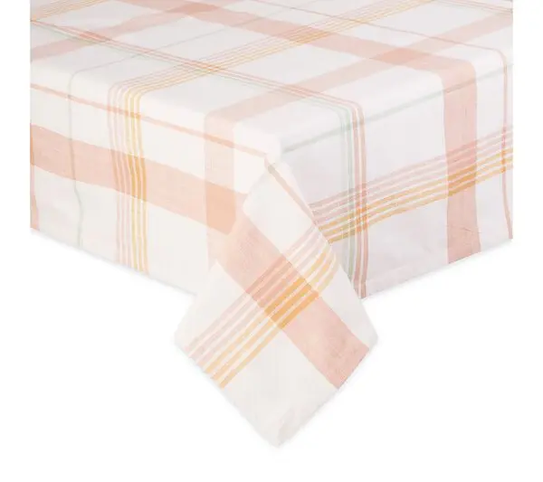 DESIGN IMPORTS Happy Day Plaid Tablecloth 52 X 52