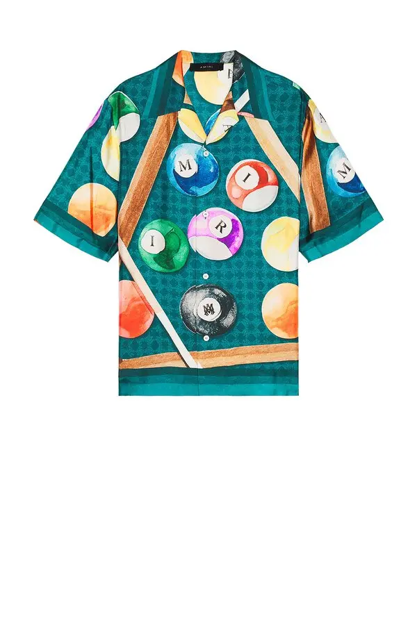 Amiri Billiards Bowling Shirt In Green - Evergreen