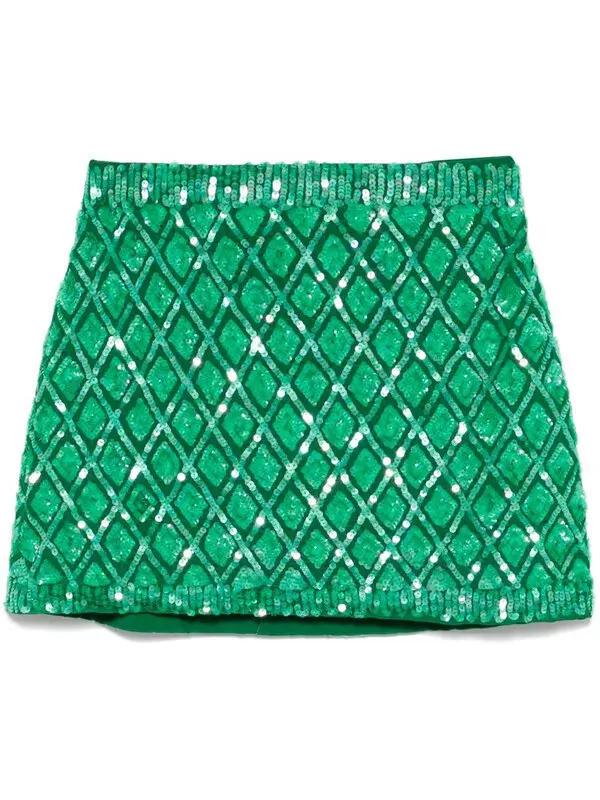 P.a.r.o.s.h Sequinned Mini Skirt - Green