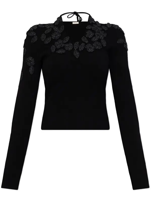 Cult Gaia Floral-embroidered Top - Black