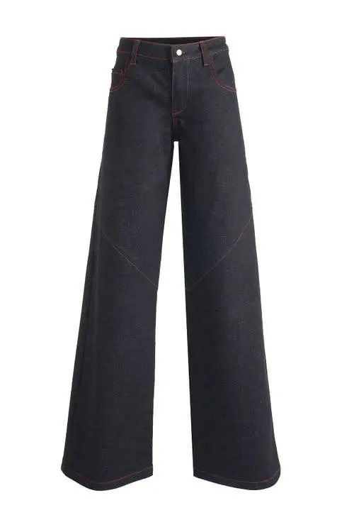 JENDUE Asymmetric Cut-out T-shirt - Deep Blue