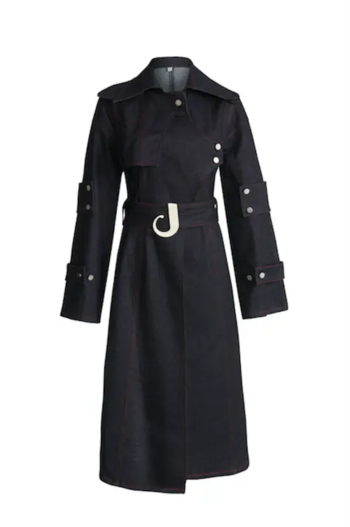 JENDUE Chaby Denim Trench Coat - Deep Blue