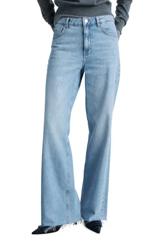 Mango Danila Wide Leg Jeans - Medium Blue