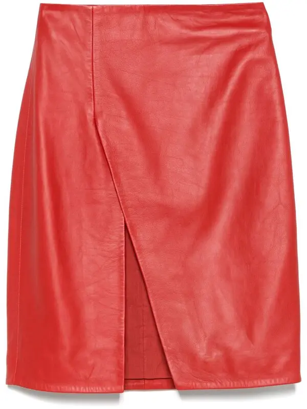 LOULOU STUDIO Ekare Leather Skirt - Red