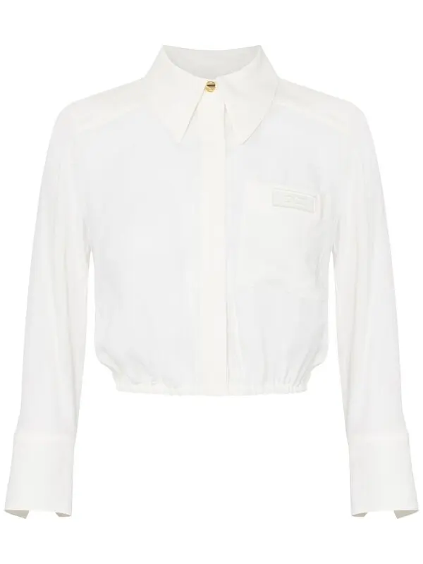 Elisabetta Franchi Georgette Cropped Blouse