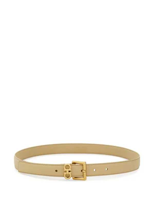 FERRAGAMO Double Gancini Belt - Neutrals