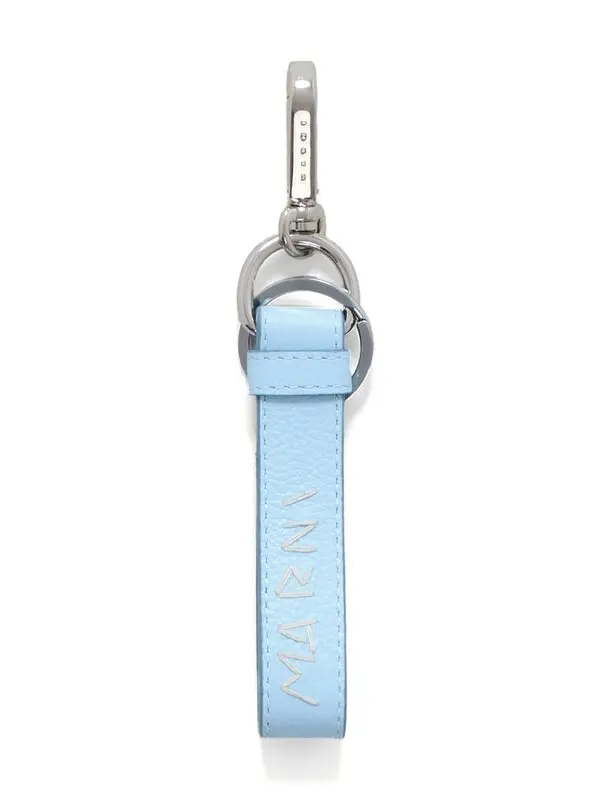 Marni Logo-embroidered Leather Keyring - Blue