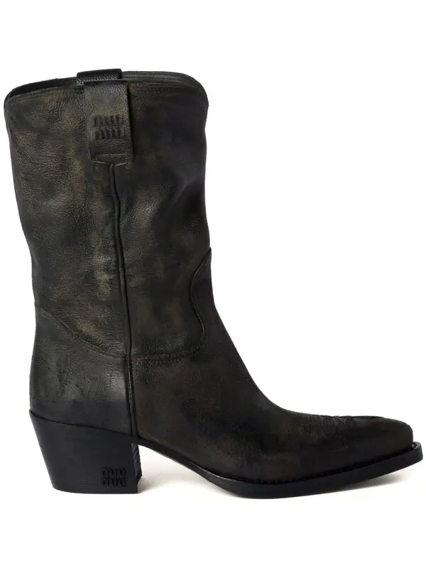 Miu Miu Leather Boots - Black