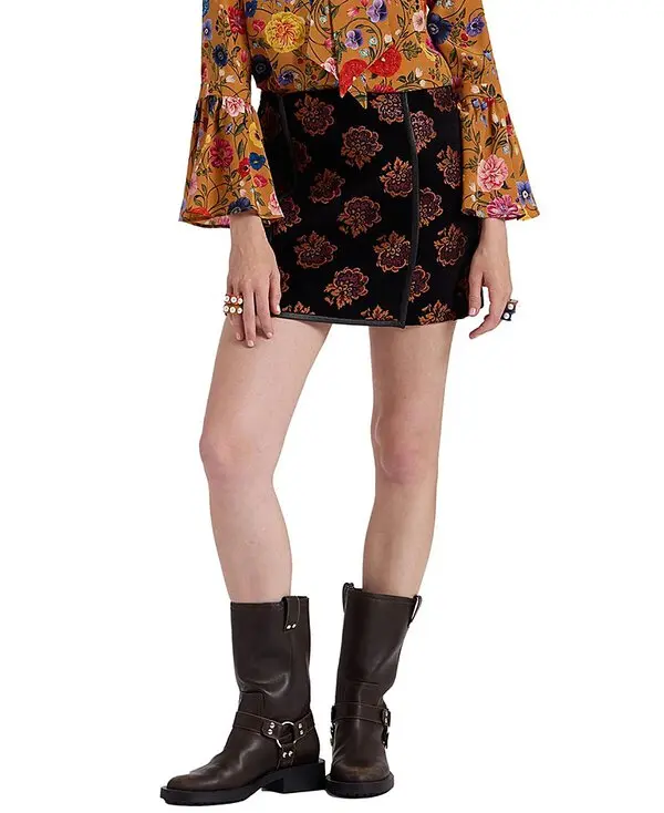 La DoubleJ Twiggy Mini Skirt - Rosette Jacquard Black