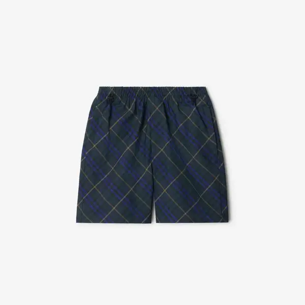 Burberry Check Twill Relaxed Fit Shorts - Midnight