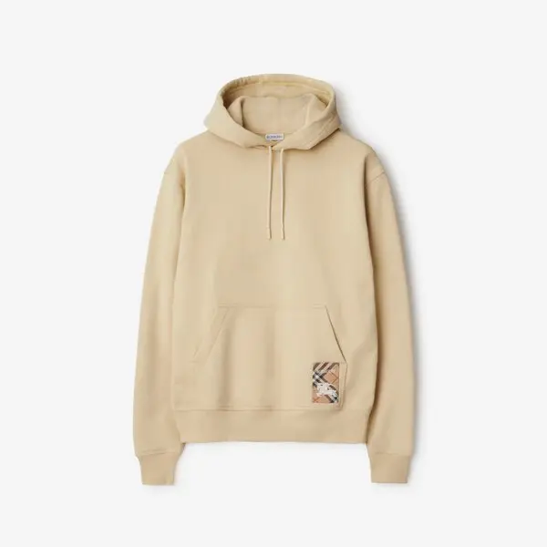 Burberry Appliquéd Check Cotton Hoodie - Nutmeg