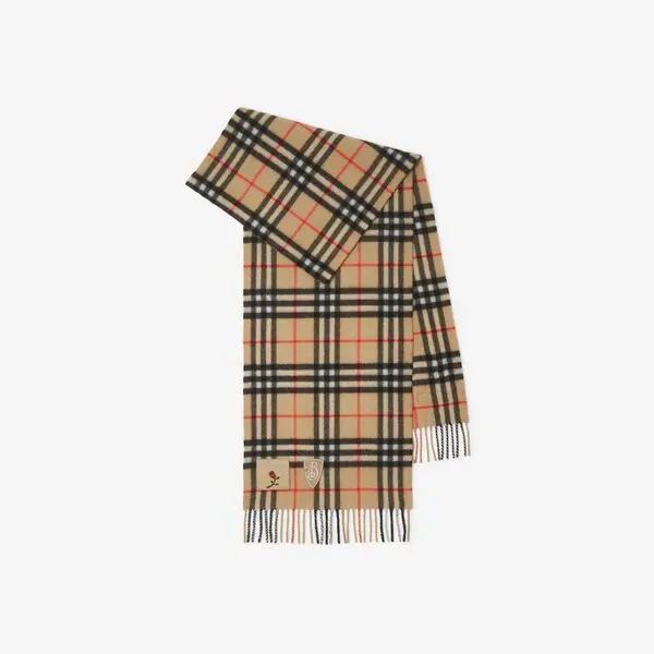 Burberry Badge Check Cashmere Scarf - Sand