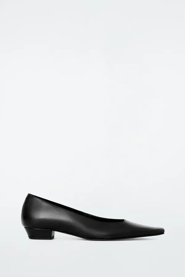 Cos Square-toe Leather Court Shoes - Black