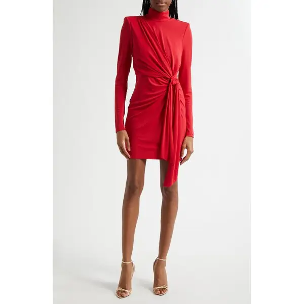 Cinq À Sept Joelene Knot-front Knit Mini Dress - Cardinal