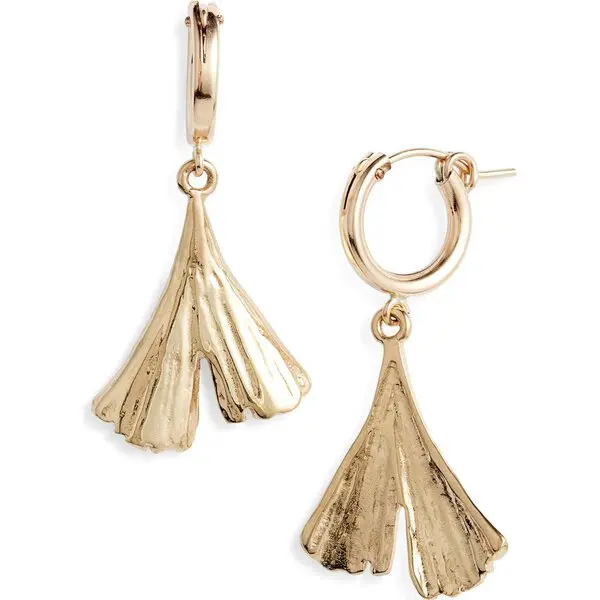 SET & STONES Camden Leaf Drop Huggie Hoop Earrings