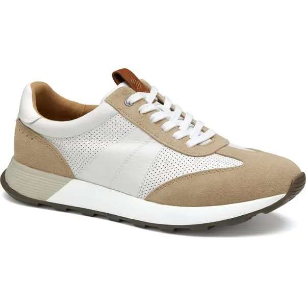 Johnston & Murphy Kinnon T-toe Sneakers - Sand Suede/ White Full Grain