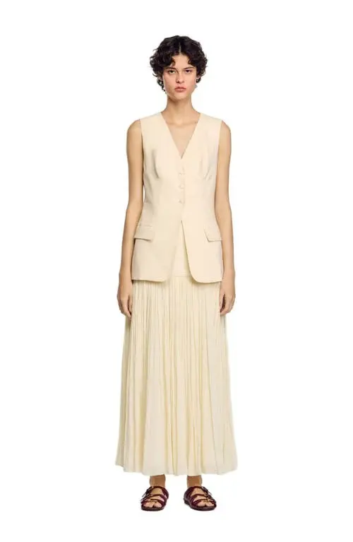 Sandro Sleeveless Vest - Ecru