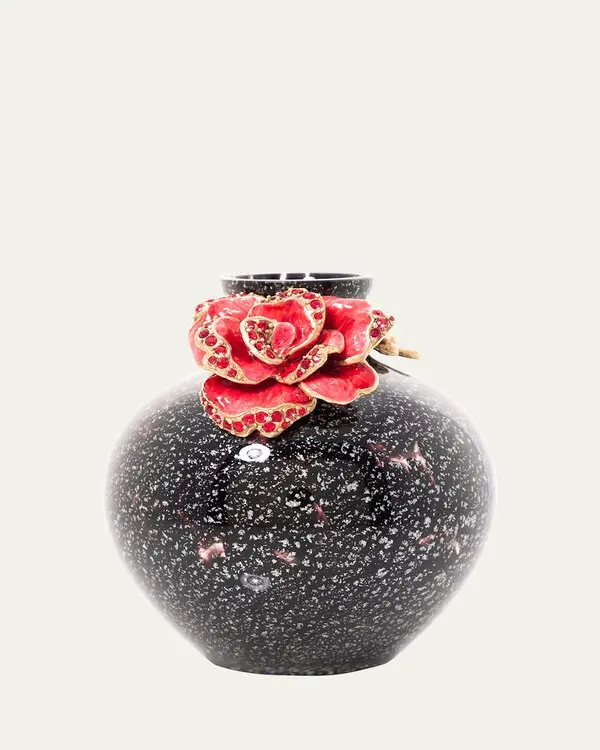 JAY STRONGWATER Small Night Bloom Rose Vase - One-color