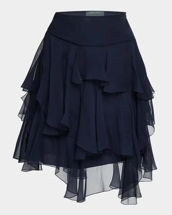 Alberta Ferretti Asymmetric Tiered Mini Skirt