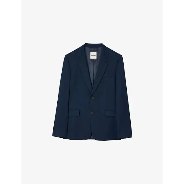 Sandro Micro-weave Single-breasted Wool Suit Blazer