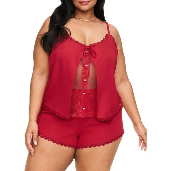 ADORE ME Kiora Cami And Shorts Pajama Set - Dark Red