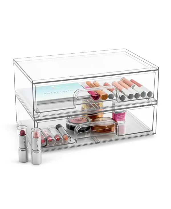 SORBUS 2 Pack Acrylic Drawer Organizers Makeup Case Pull-out Drawers