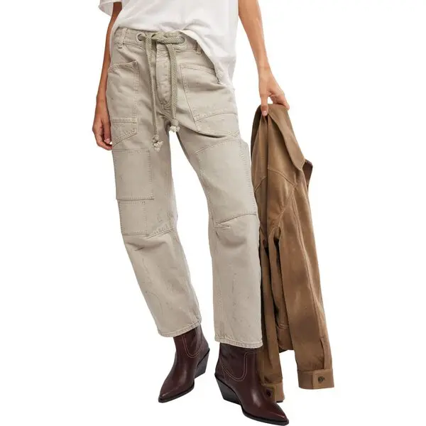 Free People Moxie Low Slung Drawstring Jeans - Jetty