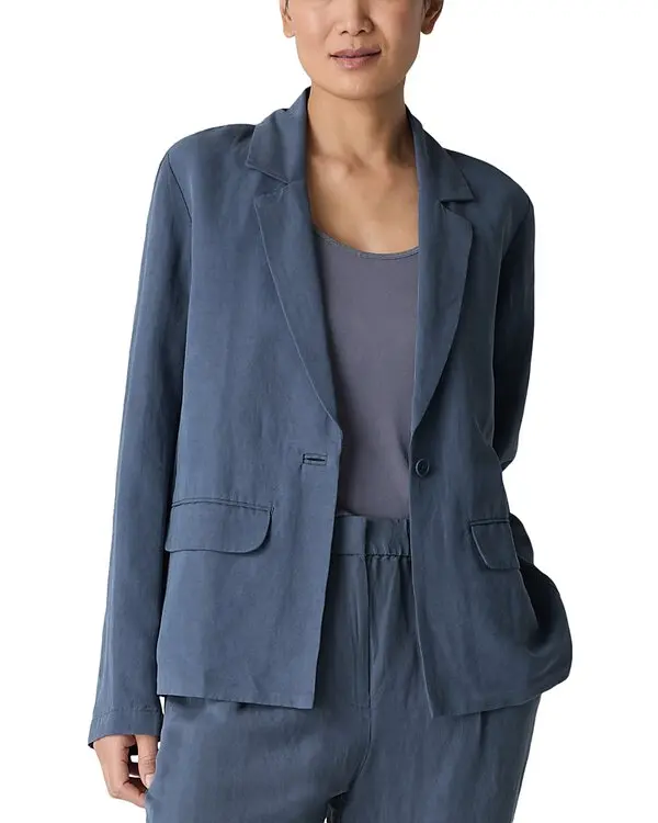Eileen Fisher Notch Collar Linen And Silk Blazer