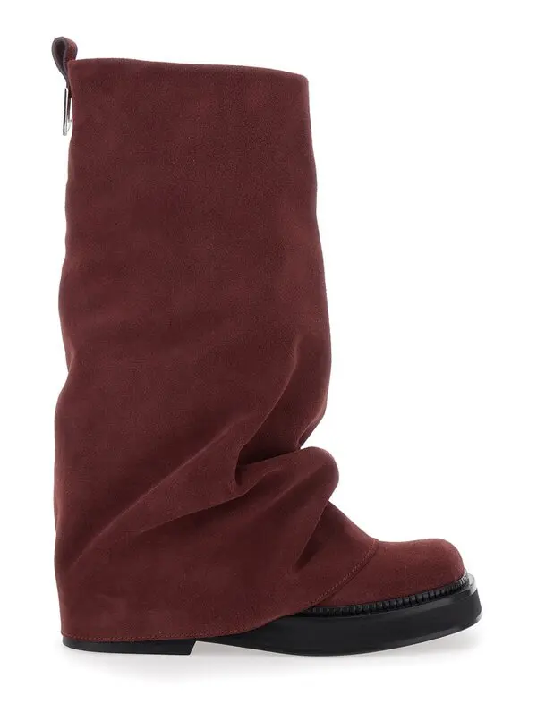 Attico Robin Suede Combat Boots - Red