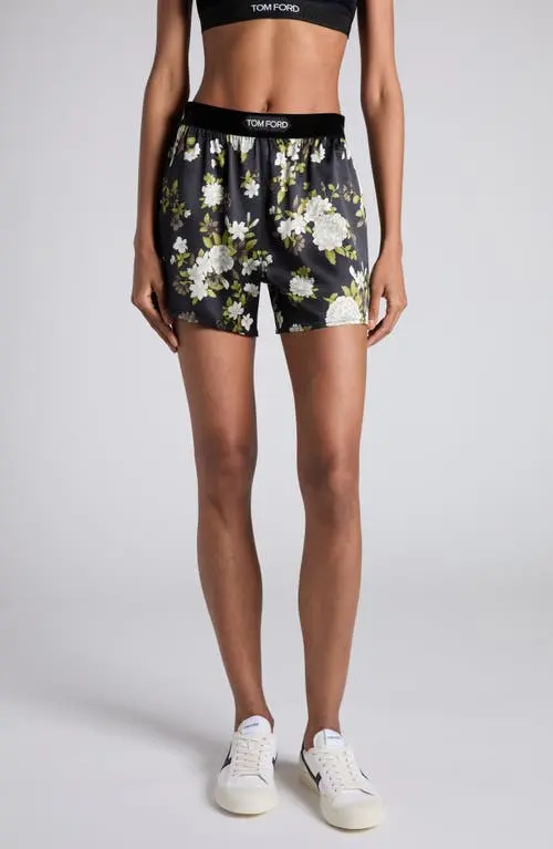 TOM FORD Floral Pajama Shorts - Off White Black