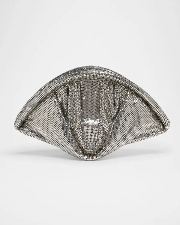 Rabanne Studded Mesh Zip Pochette Clutch Bag - Silver