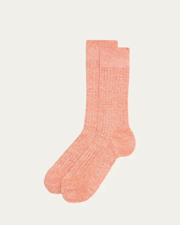 SOZZI CALZE Linen And Cotton Rib-knit Crew Socks - Beige