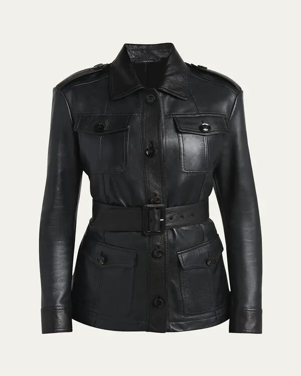 TOM FORD Belted Lambskin Leather Jacket
