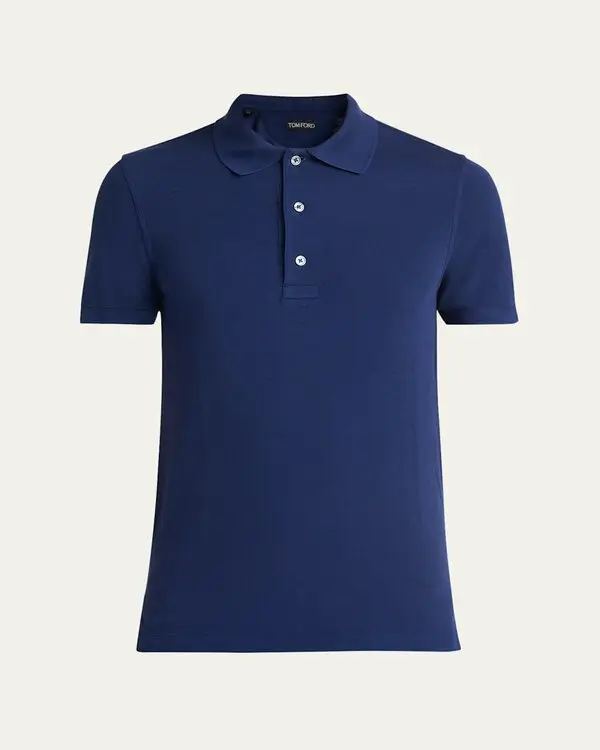 TOM FORD Lyocell Pique Polo Shirt - Bright Nav