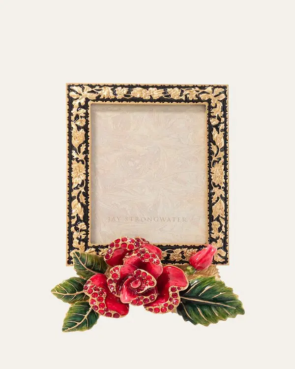 JAY STRONGWATER Night Bloom Rose Frame, 3" X 4 - Red/blk
