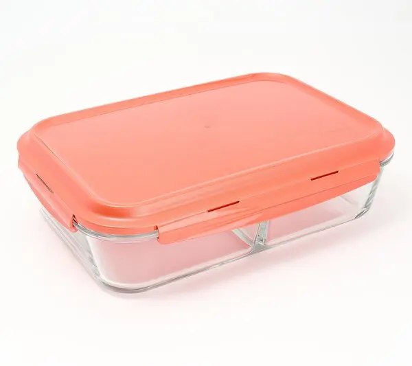 LOCKNLOCK 9x13 Divided Glass Baker W/ Locking Lid