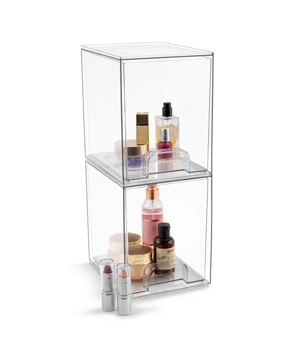 SORBUS 2 Pack Acrylic Drawer Organizers Makeup Case Pull-out Drawers - Clear
