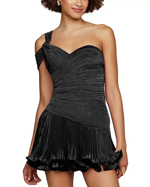 Amur Journey Asymmetric Mini Dress In Black - 75% Off | Editorialist