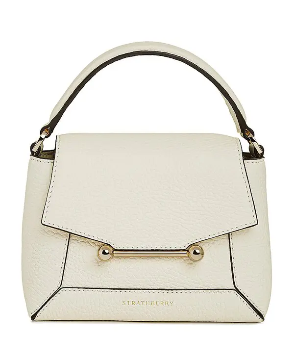 Strathberry Mosaic Nano Leather Top Handle Bag - Vanilla