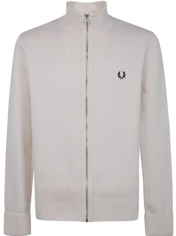Fred Perry Chunky Rib Zip Through Cardigan - Beige