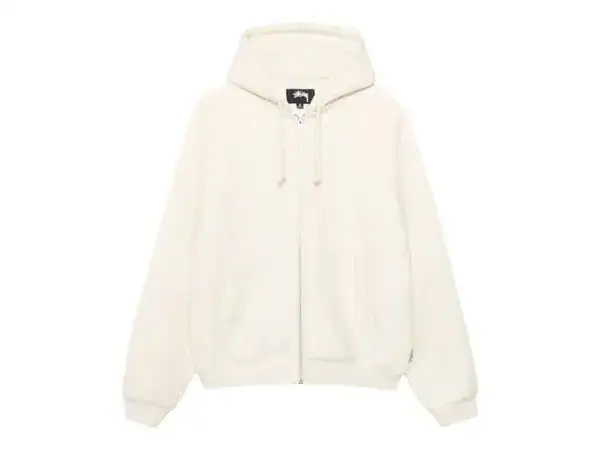 StüSsy Fleece Raglan Zip Hoodie - Natural | Editorialist