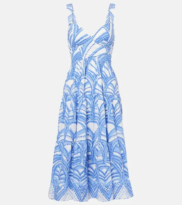 Poupette St Barth Coco Printed Midi Dress - Blue