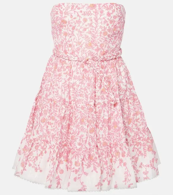 Poupette St Barth Christine Floral Cotton-blend Minidress - Pink