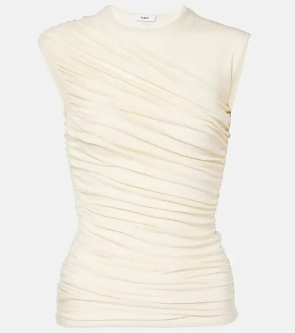 AGOLDE Ester Ruched Tank Top - Neutrals