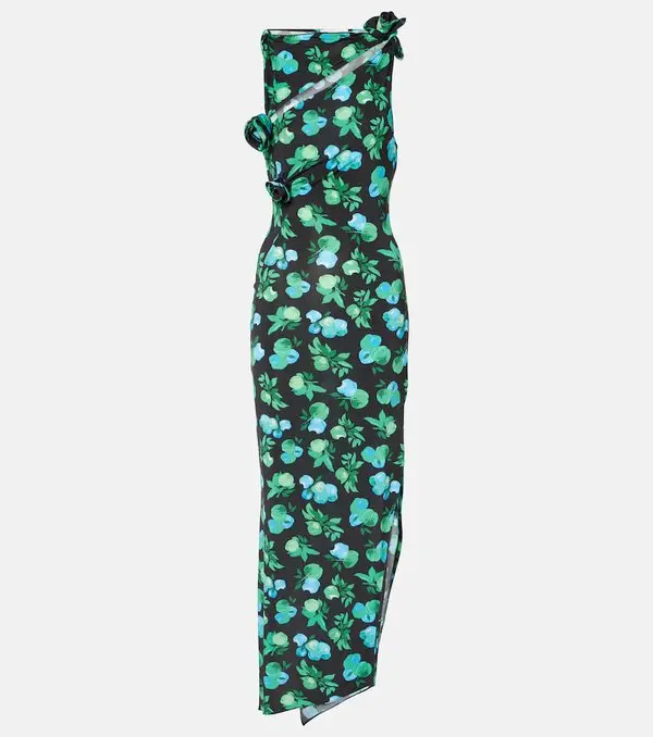 Coperni Embroidered Printed Asymmetric Maxi Dress