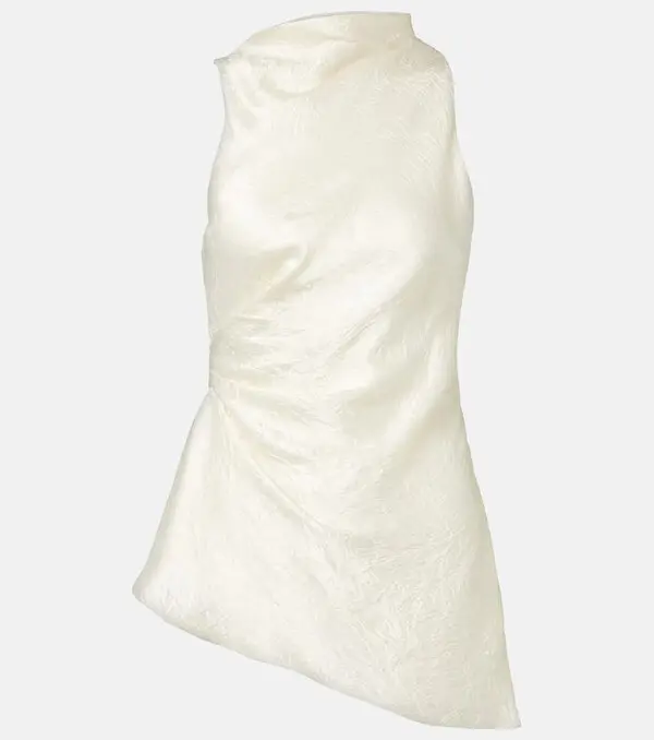 Alexander McQueen Draped Satin Top - White