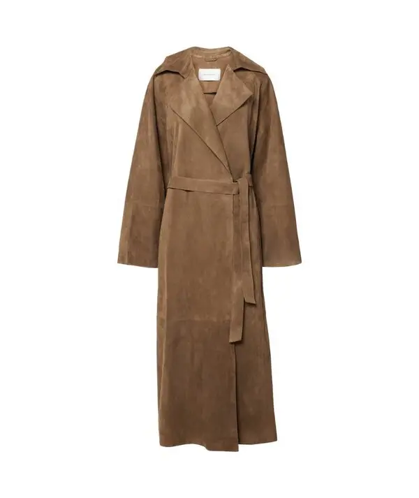Magda Butrym Suede Wrap Coat - Brown