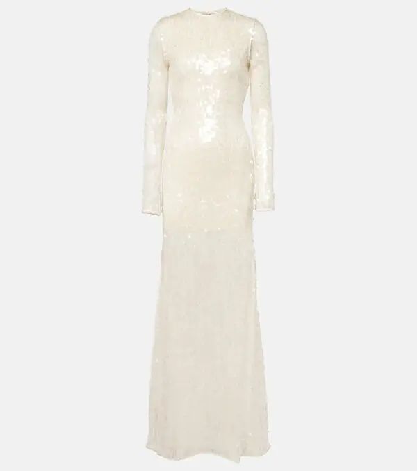 David Koma Sequined Gown - White